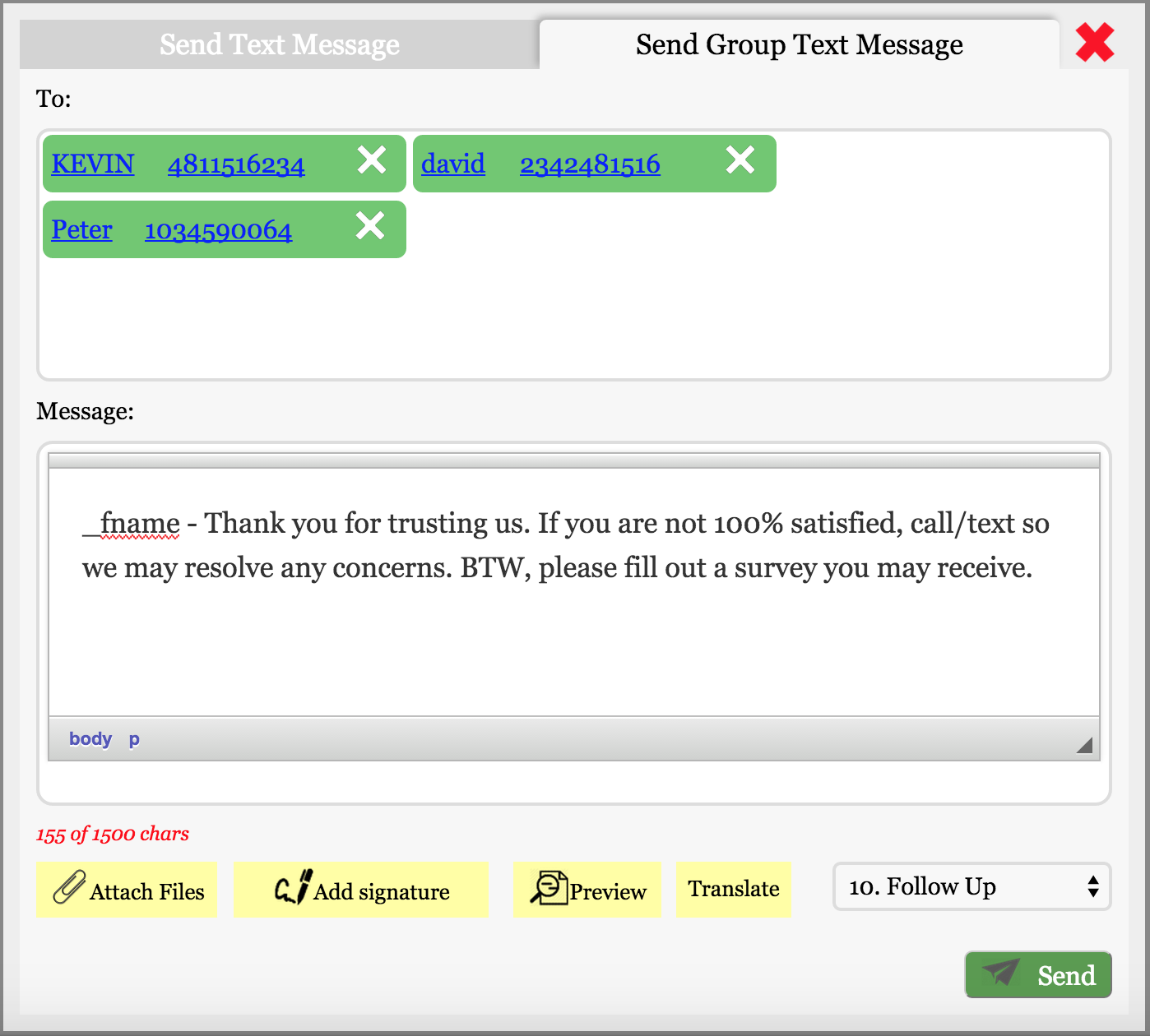 Group Text Messaging – myKaarma Support